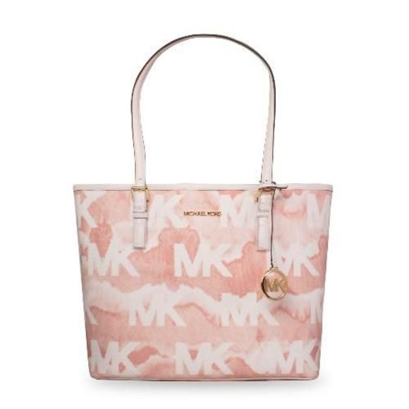 Michael Kors | Bags | Michael Kors Jet Set Medium Mk Logo Pvc Carryall ...